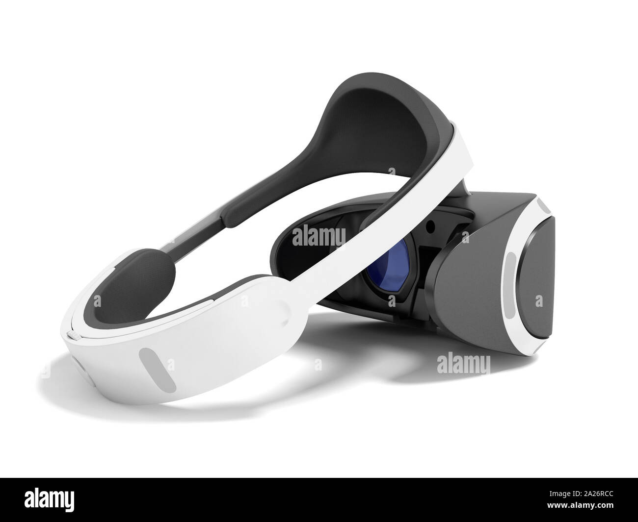 White virtual reality glasses for consoles black inserts 3d render on ...