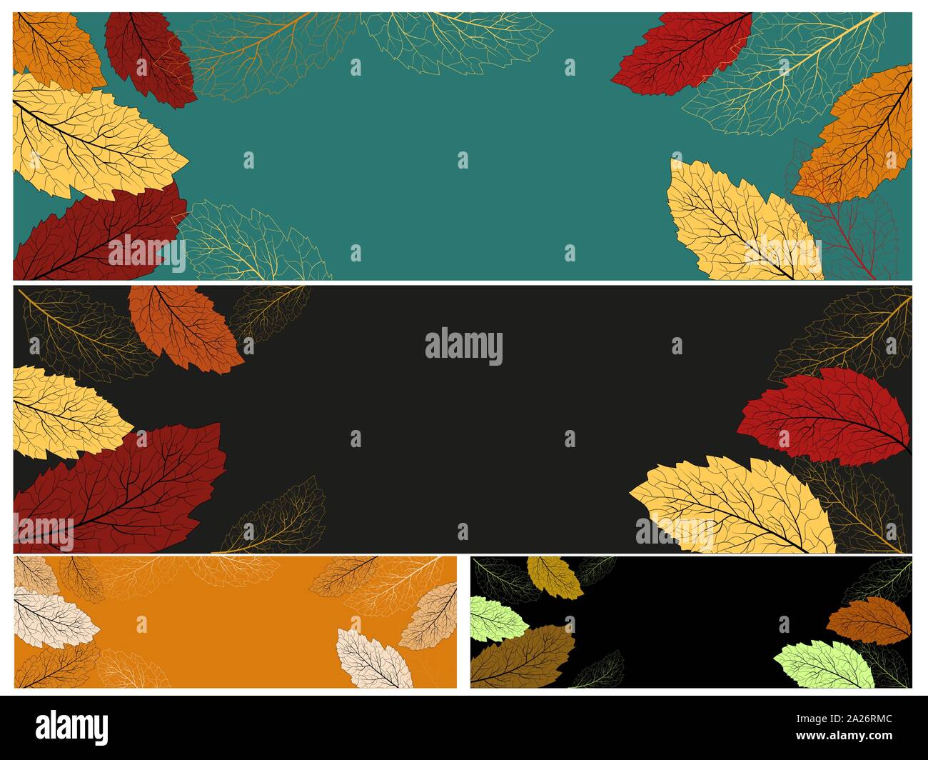 Autumn leaves. Set leaf. Vector tree collection. Vector banner. Modern ...
