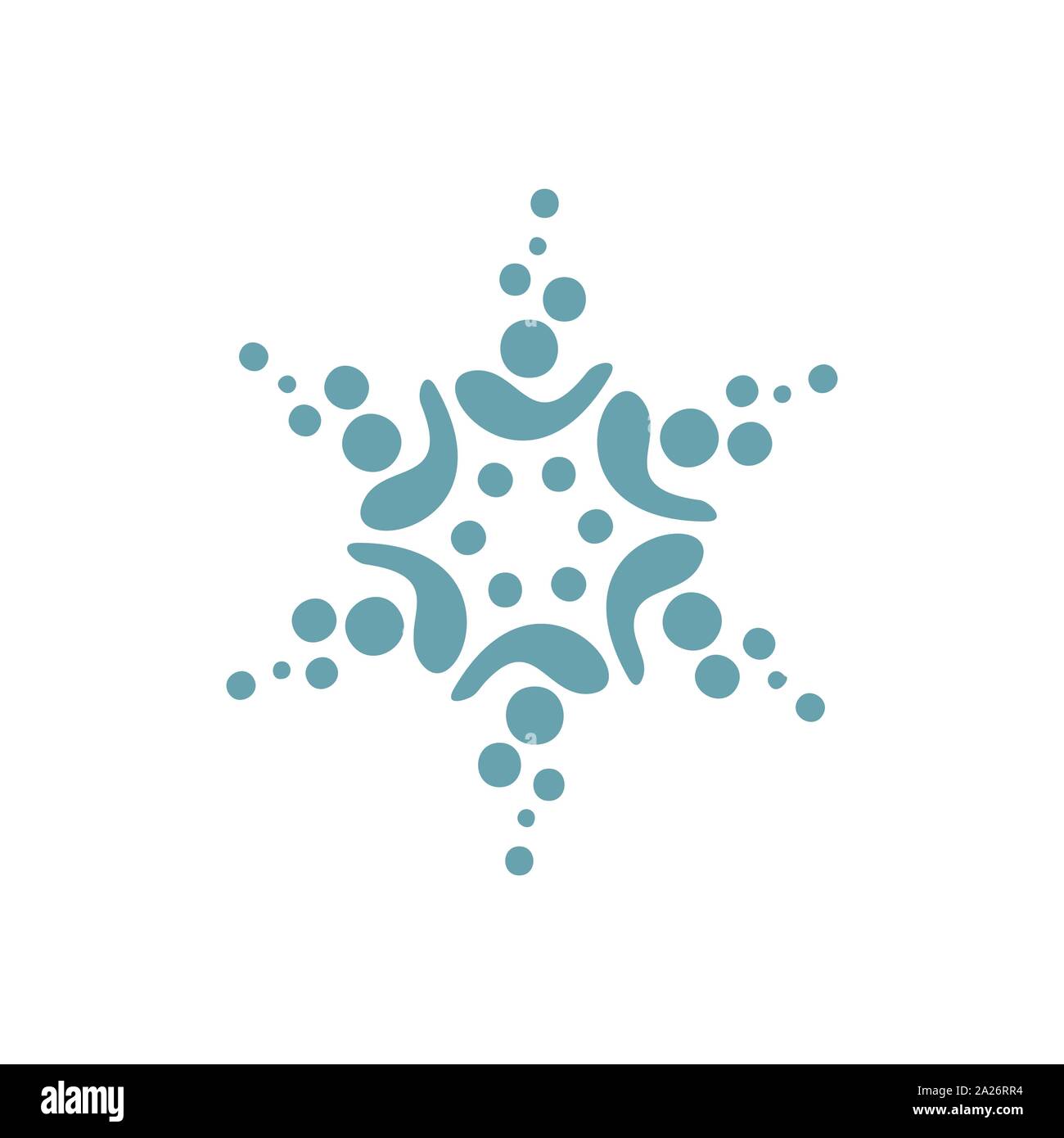 Hand drawn blue Christmas vintage scandinavian snowflake. Xmas ...