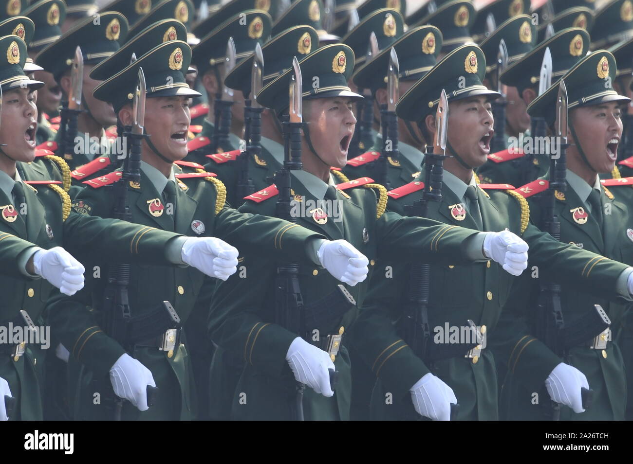 Beijing, China. 1st Oct, 2019. A formation of Chinese People's Armed ...