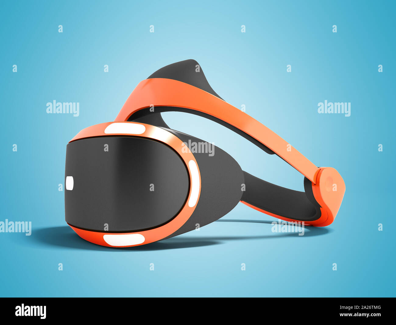 Orange virtual reality glasses for consoles with black inserts on the ...
