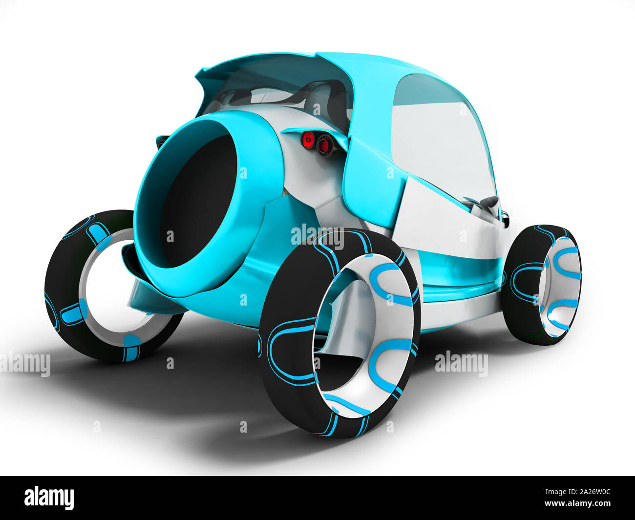 Modern blue electric car for trips at the airport for carrying ...