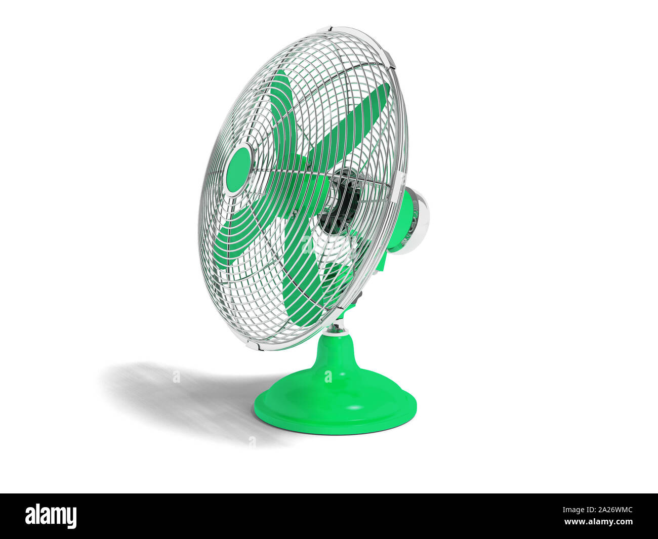 Modern green fan on the table to cool the room on the right 3d render ...
