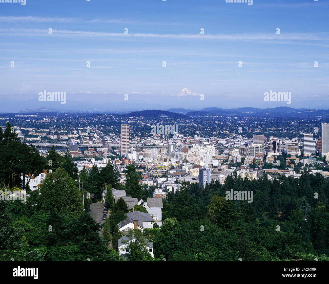 Portland, Oregon, beneath Mount Hood Stock Photo - Alamy