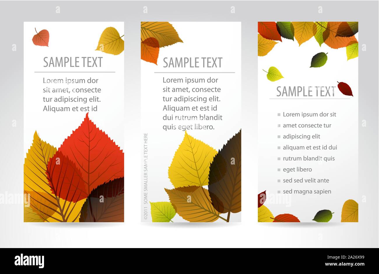Fresh natural fall vertical banners with leafs and sample text Stock ...