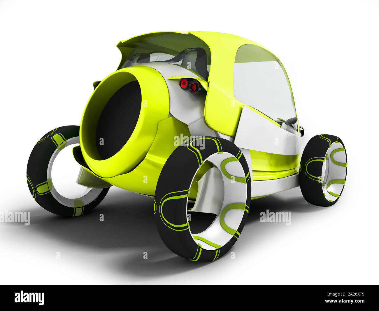 Modern yellow electric car for trips at the airport for carrying ...