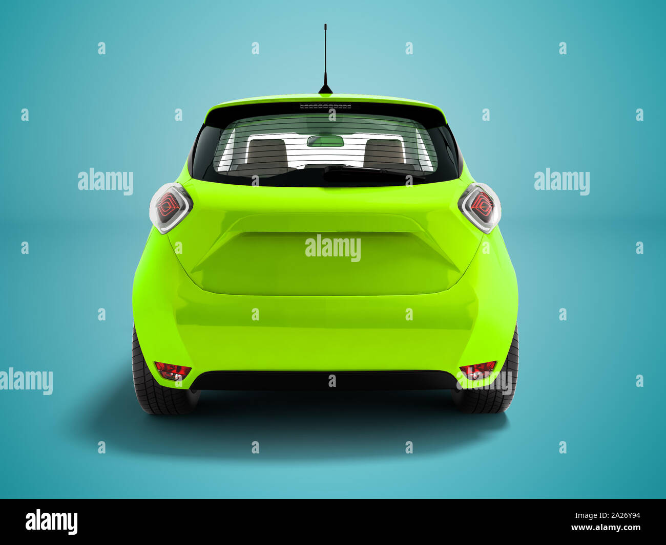 Modern light green electric car hatchback for carrying passengers at ...