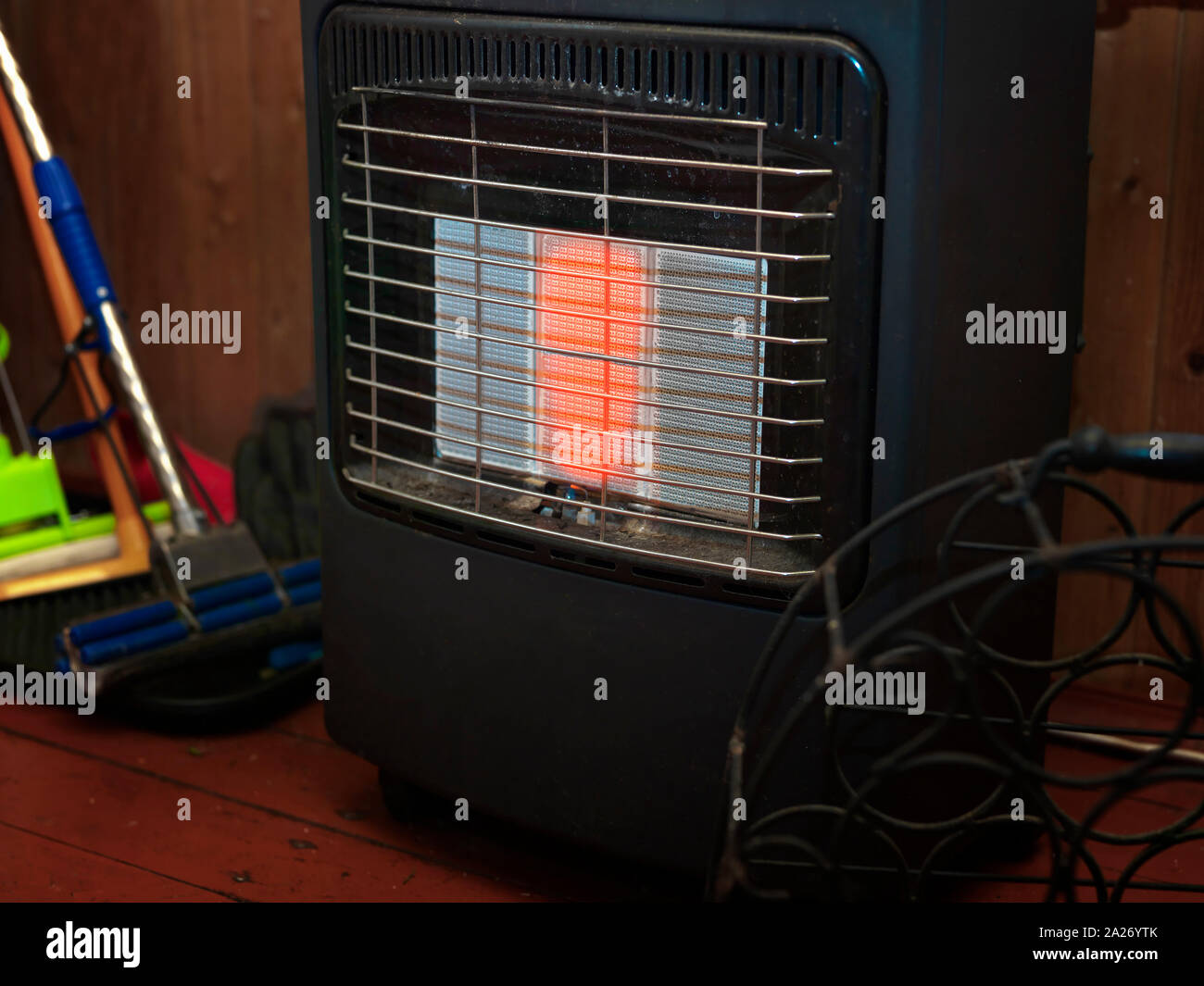 Interior with LPG portable heater in the center of composition Stock ...