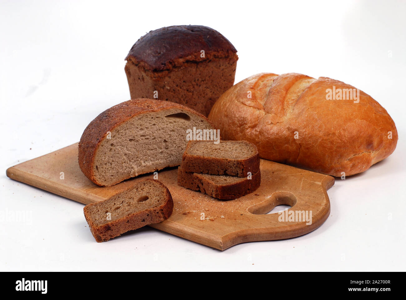 assorted breads isolated on a white background Stock Photo - Alamy