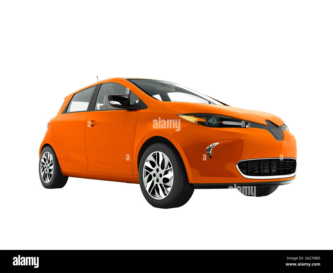 Modern orange electric car for trips to the beach front 3d rendering ...