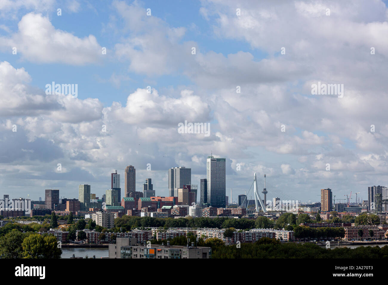 Downtown cityscape of the modern city of Rotterdam with high rise ...