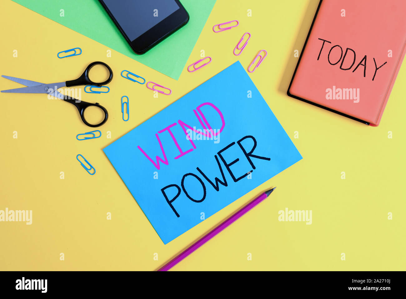 Handwriting text writing Wind Power. Conceptual photo use of air flowto ...