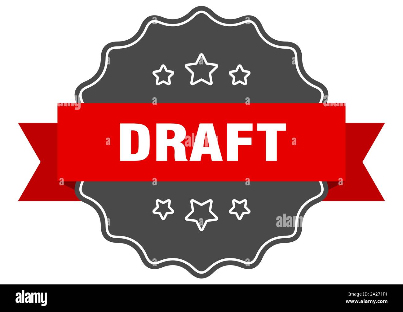 Draft round red sticker hi-res stock photography and images - Alamy