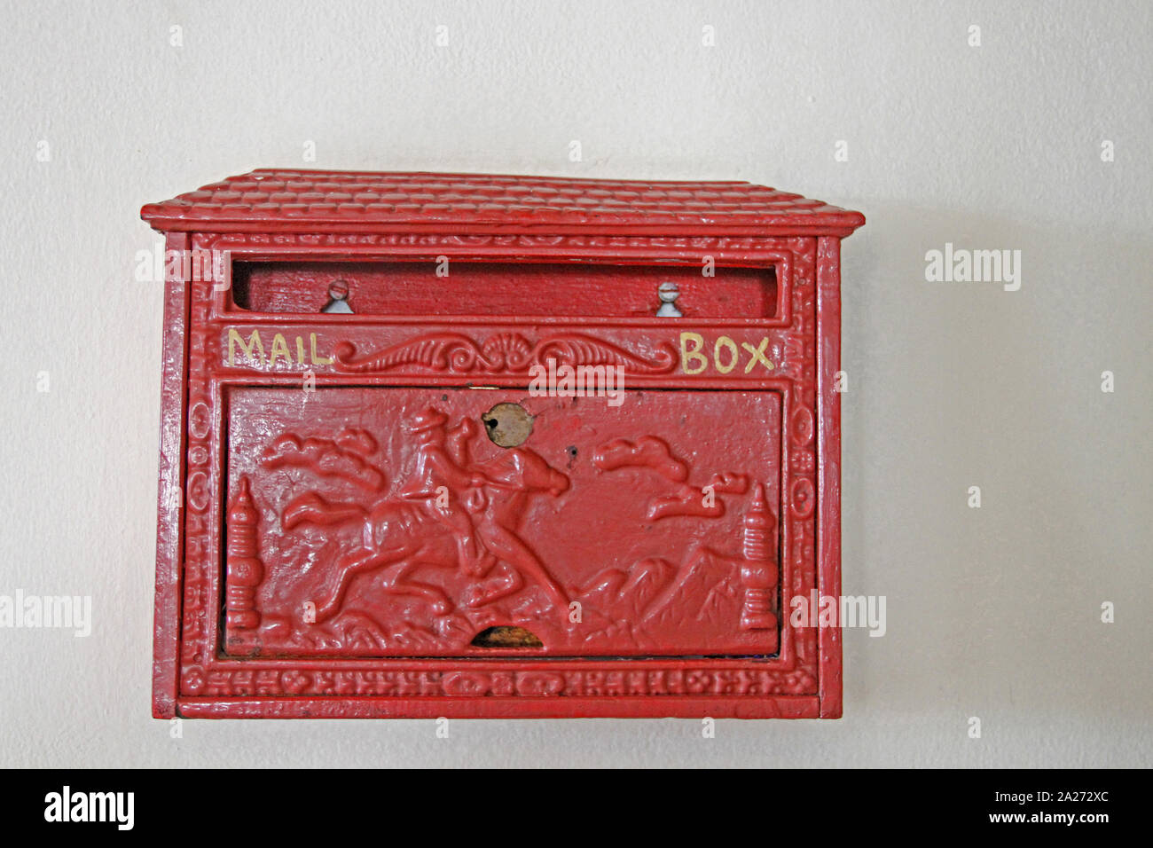 A red metal mail box, Stone Town, Zanzibar, Unguja Island, Tanzania ...