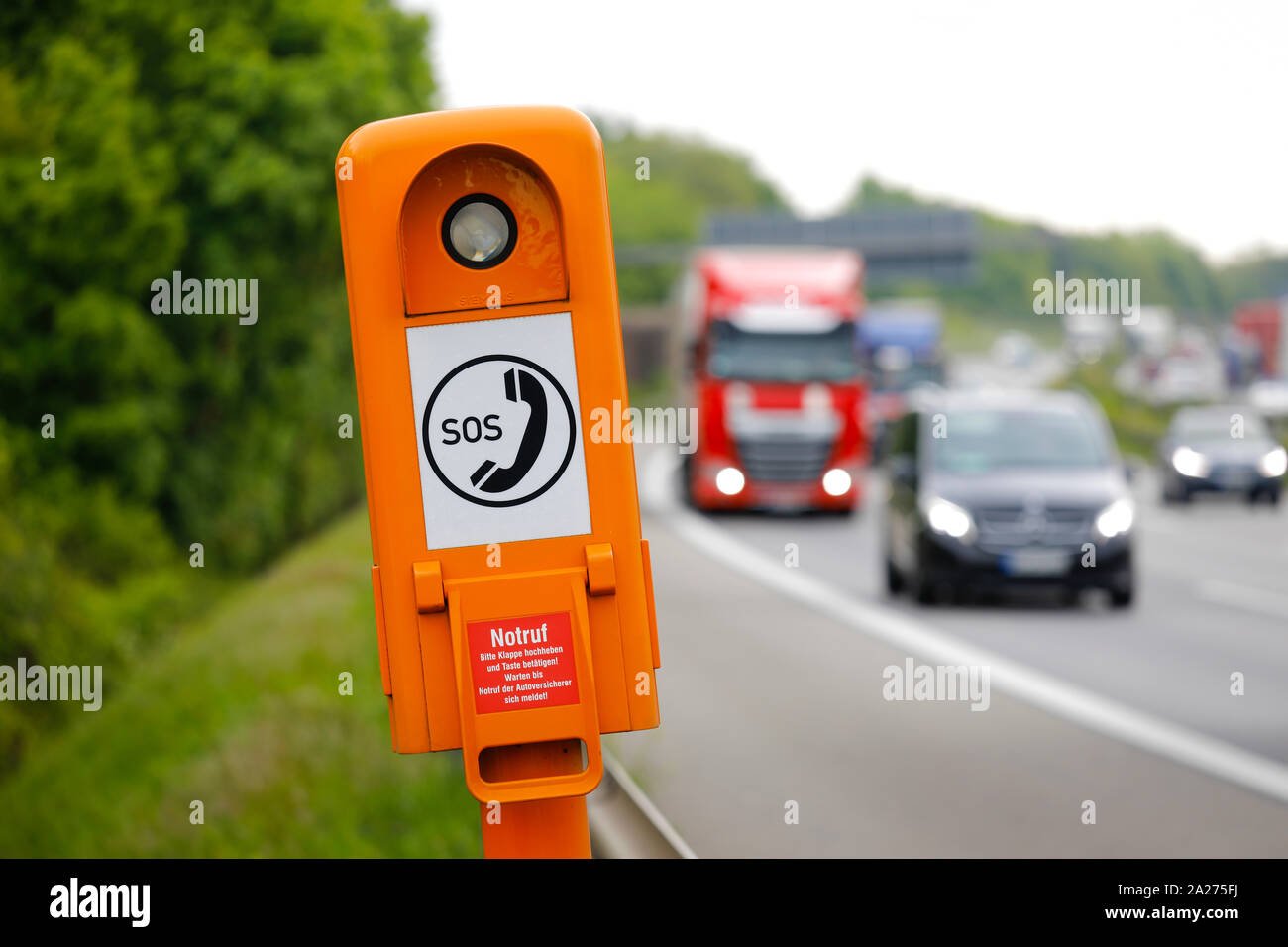 Sos emergency call point on the a2 motorway hi-res stock photography ...