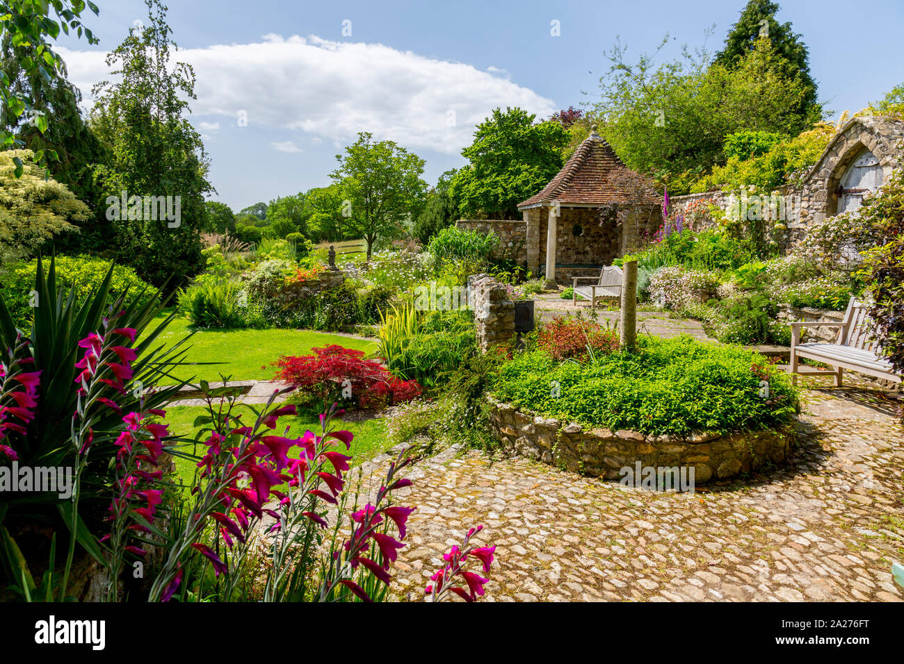 The attractive and colourful Millennium Garden at Burrow Farm Gardens ...