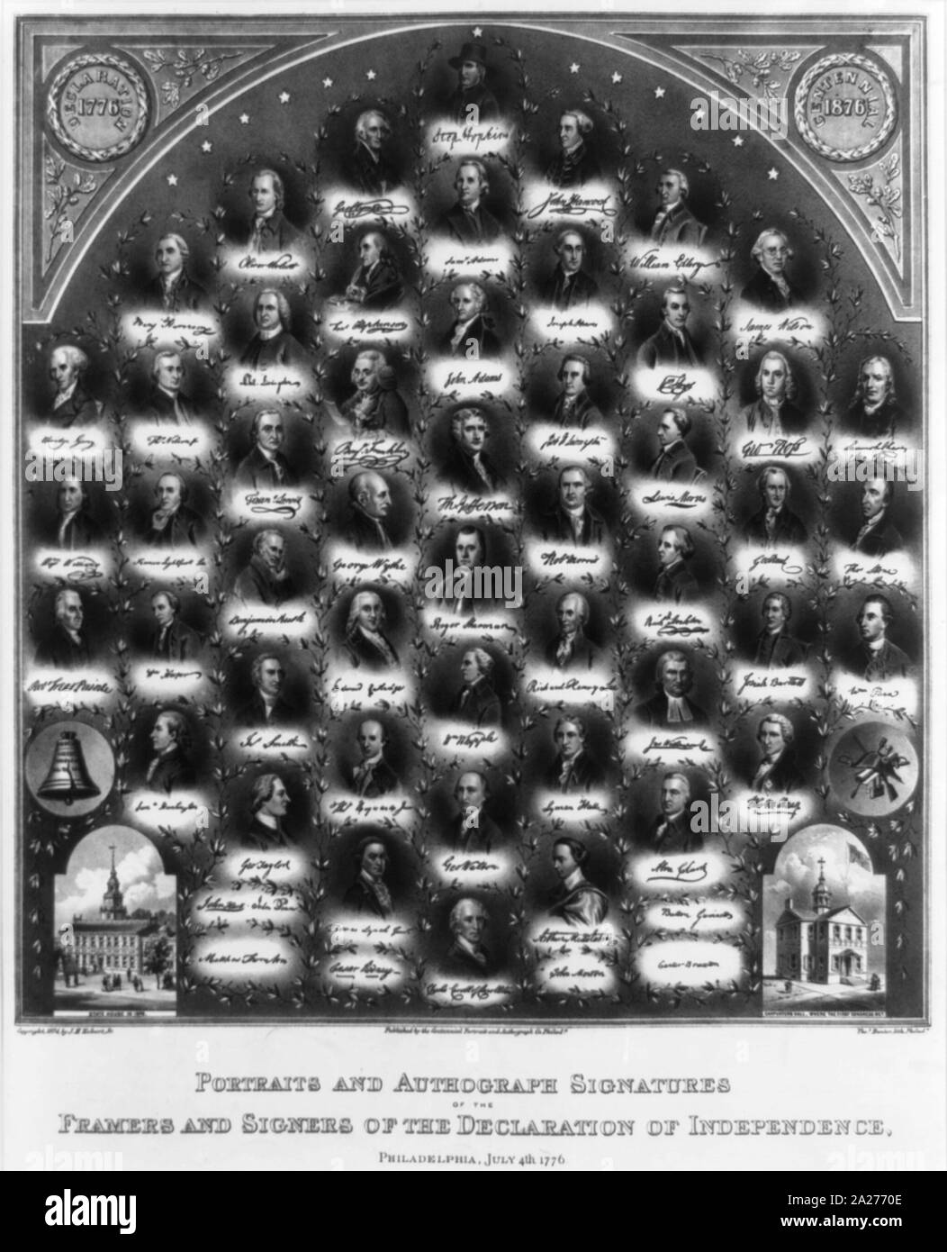 Portraits and autograph signatures of the framers and signers of the ...