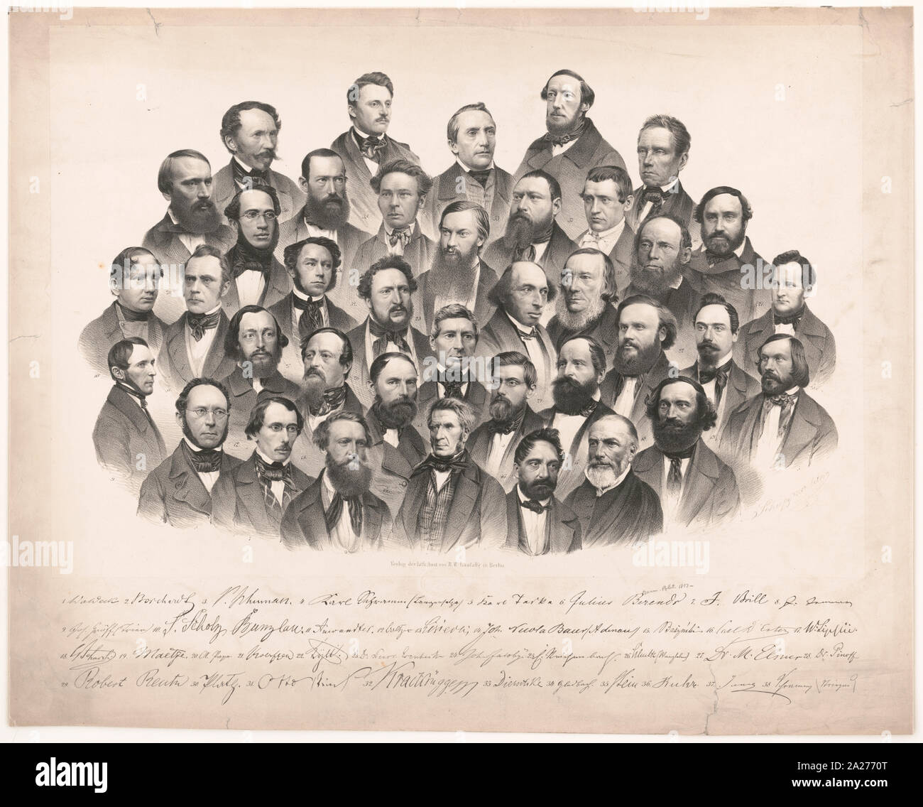 Portraits and signatures of 38 men Stock Photo - Alamy