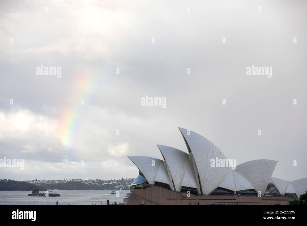Close up view of the iconic Sydney Opera House. It is one of the 20th ...