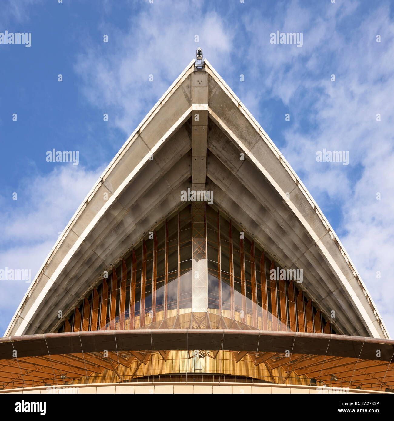 Close up view of the iconic Sydney Opera House. It is one of the 20th ...