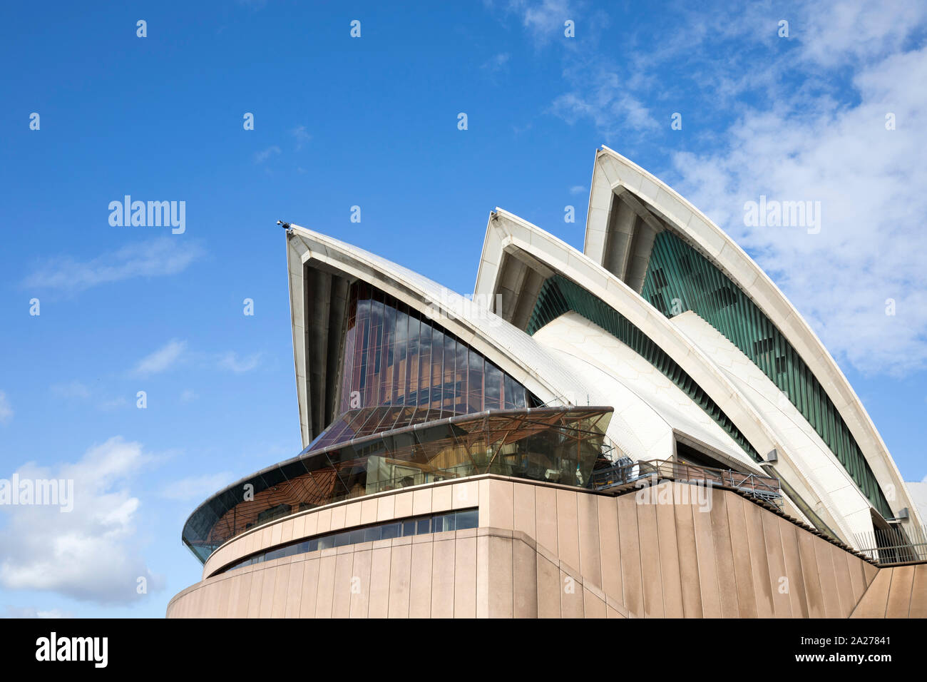 Close up view of the iconic Sydney Opera House. It is one of the 20th ...