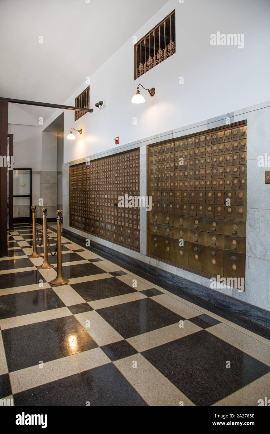 Post office boxes in lobby. U.S. Post Office and Federal Building ...
