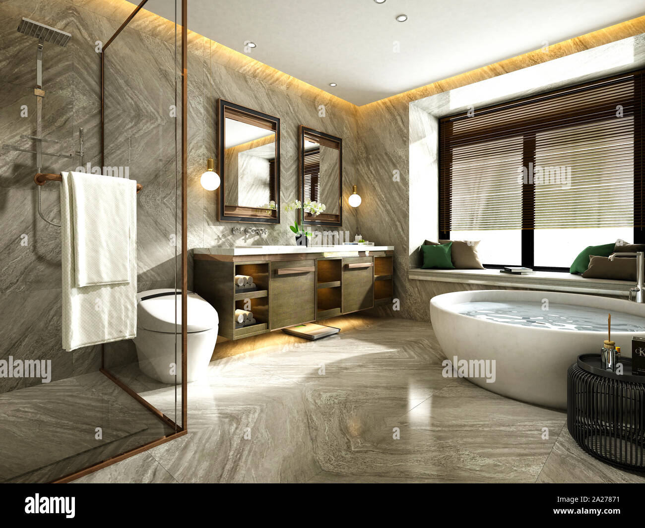 3d render of luxury bathroom Stock Photo - Alamy