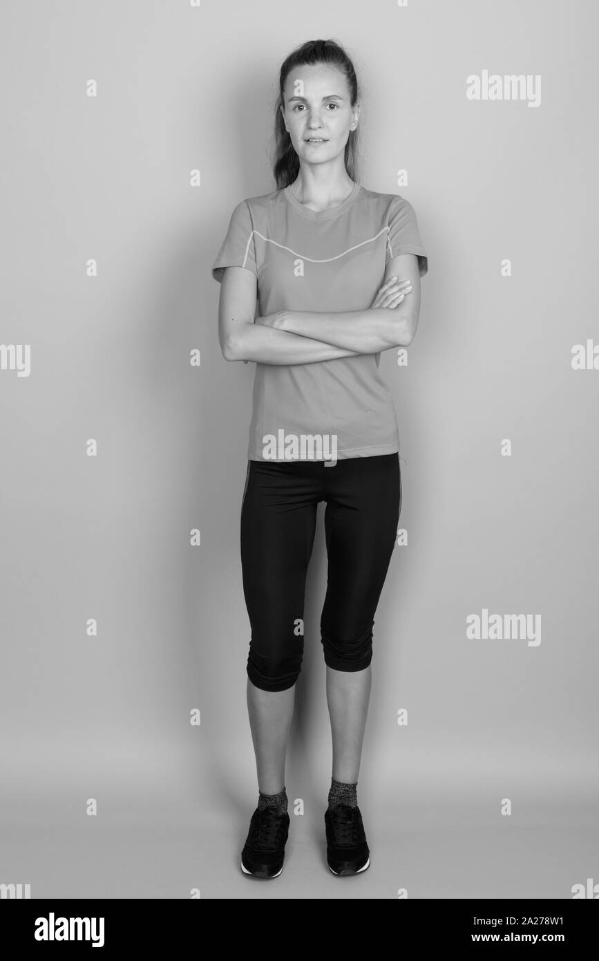 Full length portrait of woman ready for exercise and sport Stock Photo ...