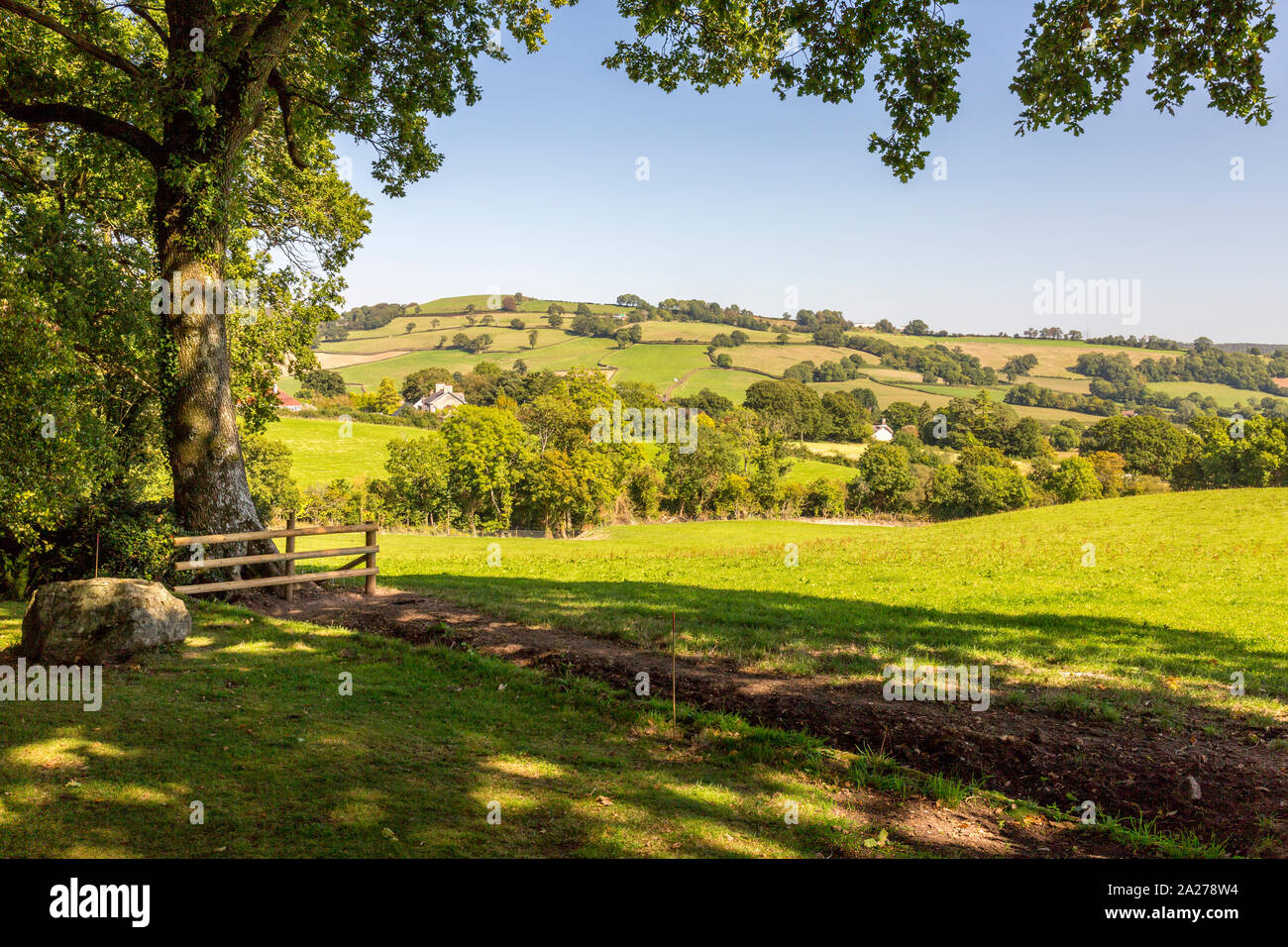 A view across the rolling Devon countryside from Burrow Farm Gardens ...