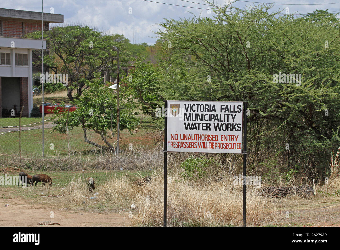 Victoria Falls Municipality Water Works Sign and main office building ...