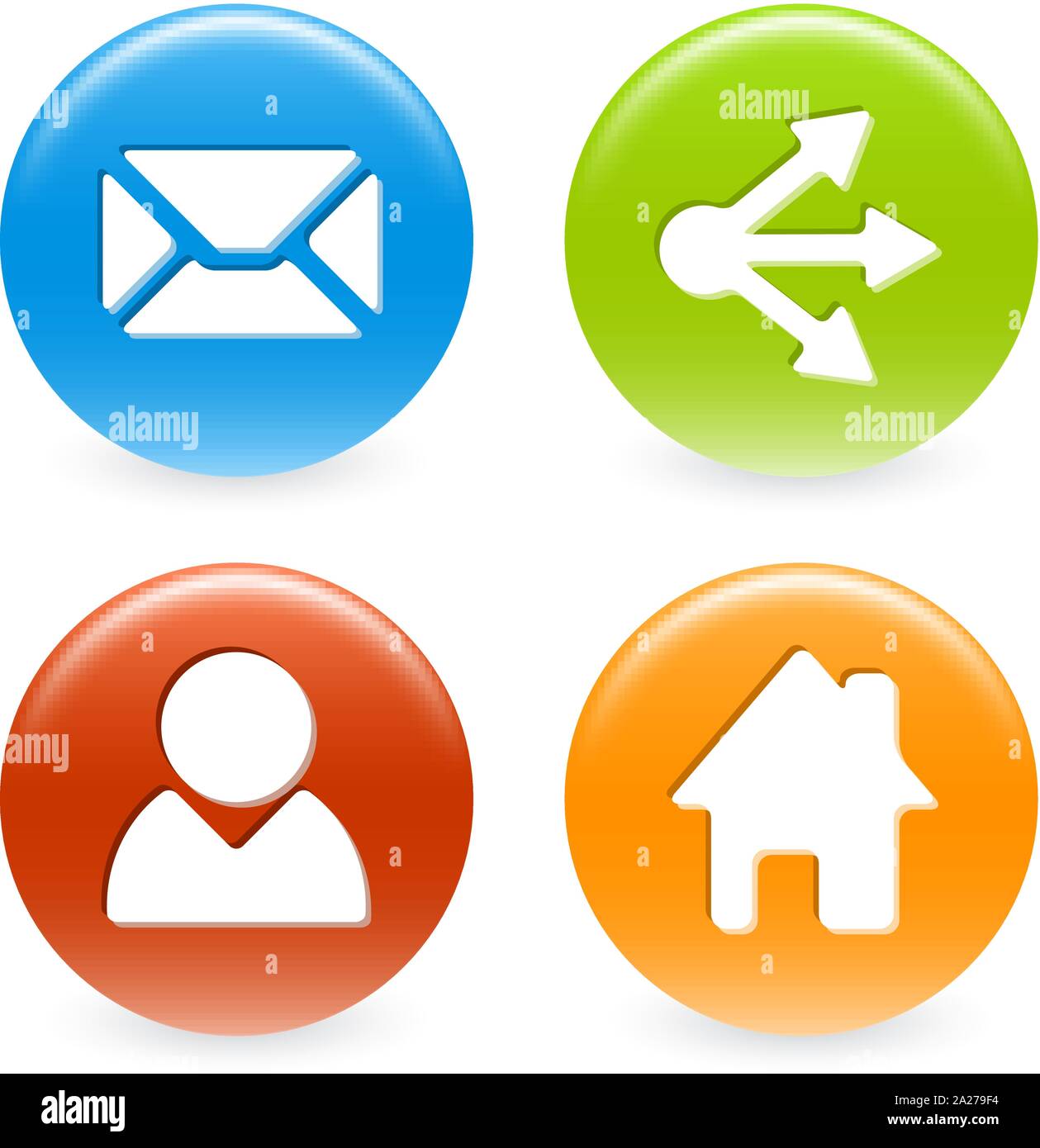 Set of colorful web circle buttons (home, share, users, email Stock ...
