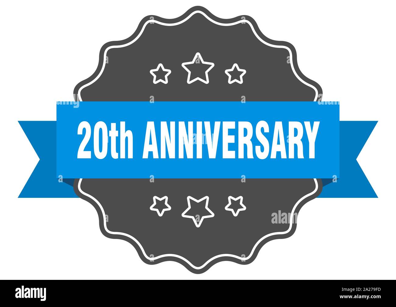 20th anniversary blue label. 20th anniversary isolated seal. 20th ...