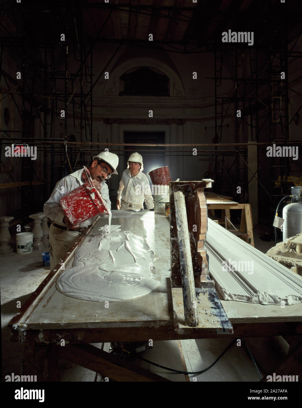 Pouring plaster during the renovation of Washington's Union Station in ...