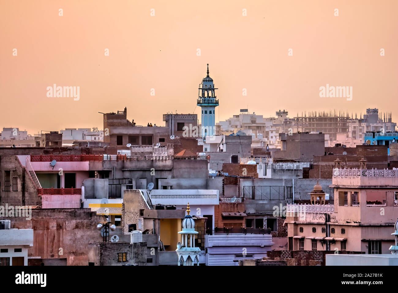 Cityscape of Jaipur with minaret in sunset, India Stock Photo - Alamy