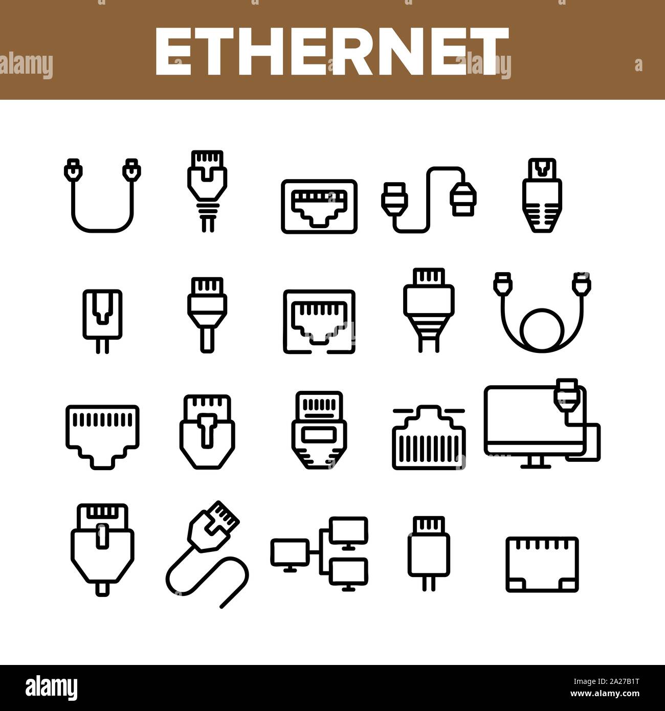 Ethernet Collection Elements Icons Set Vector Stock Vector Image And Art