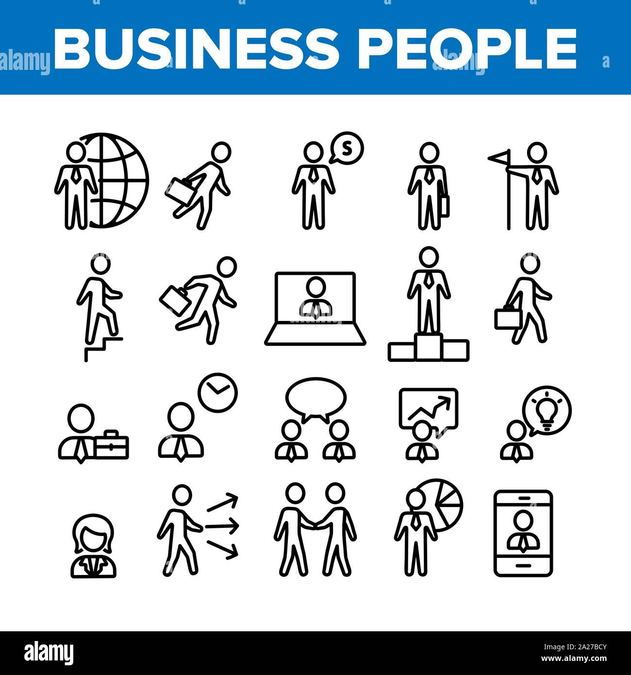 Business People Leader Collection Icons Set Vector Stock Vector Image ...