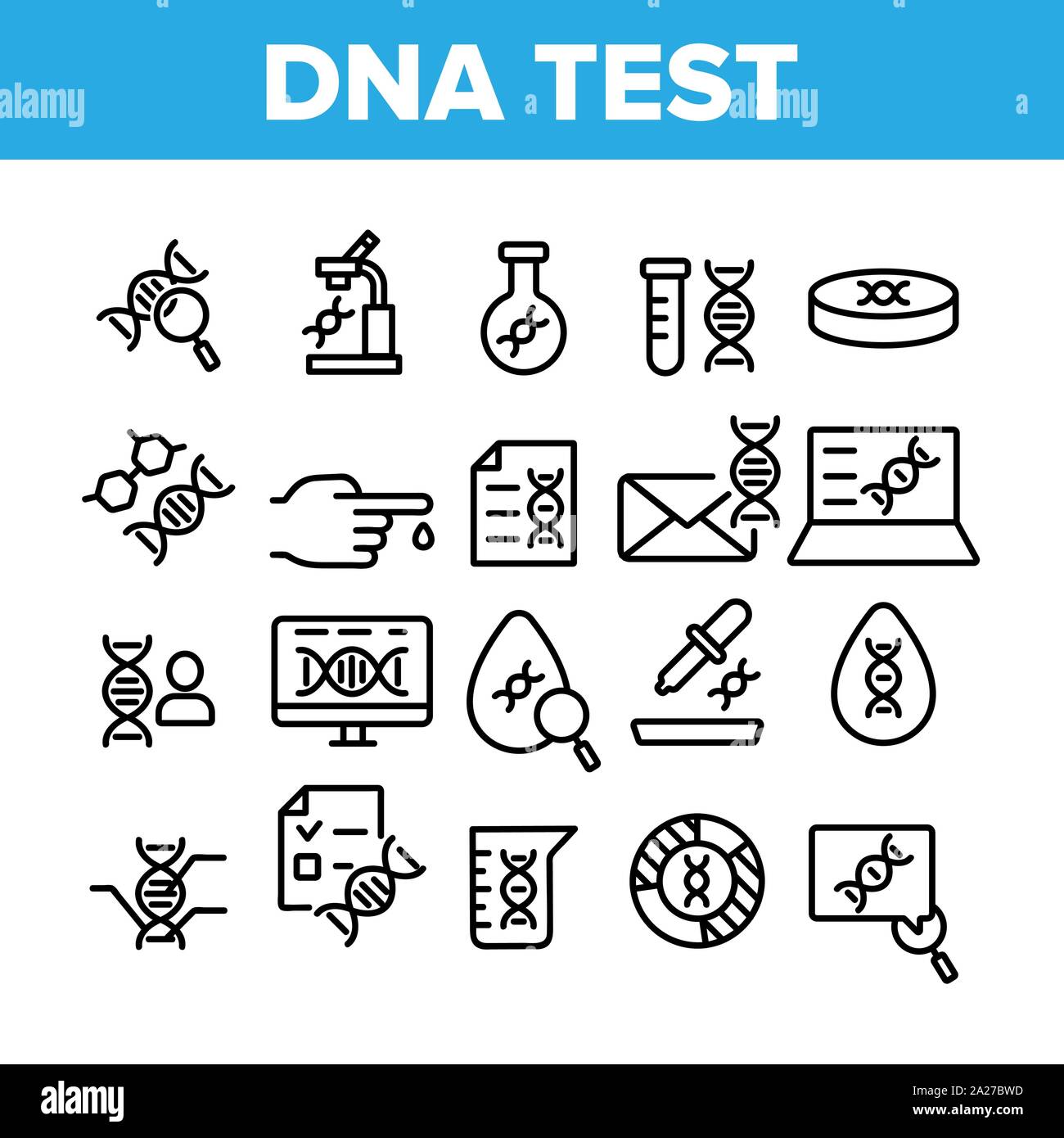 Dna Test Collection Elements Icons Set Vector Stock Vector Image & Art ...