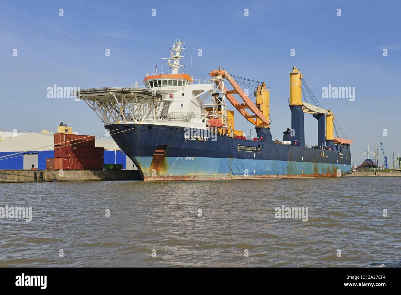 The big heavy cargo ship Blue Giant at the quay wall in Brmerhaven's ...