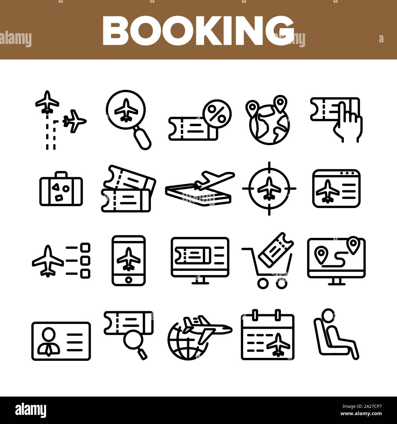Booking Trip Collection Elements Icons Set Vector Stock Vector Image ...