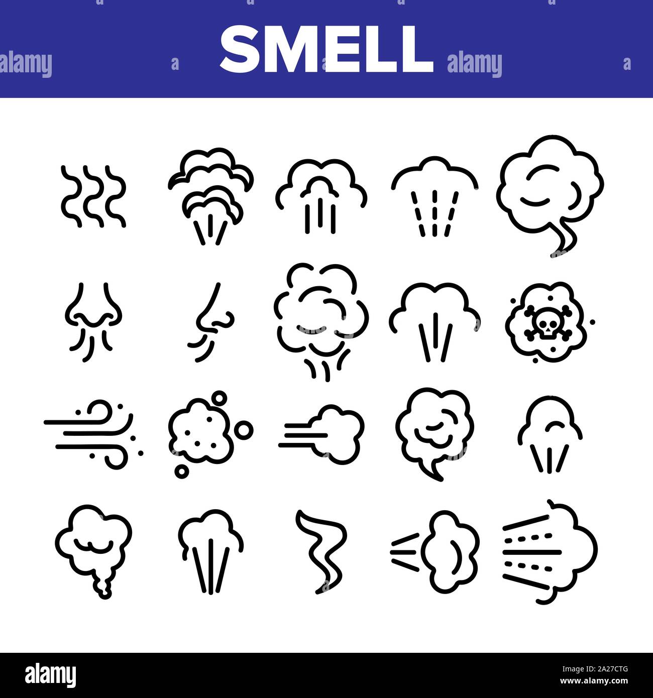Smell Cloud Collection Elements Icons Set Vector Stock Vector Image ...