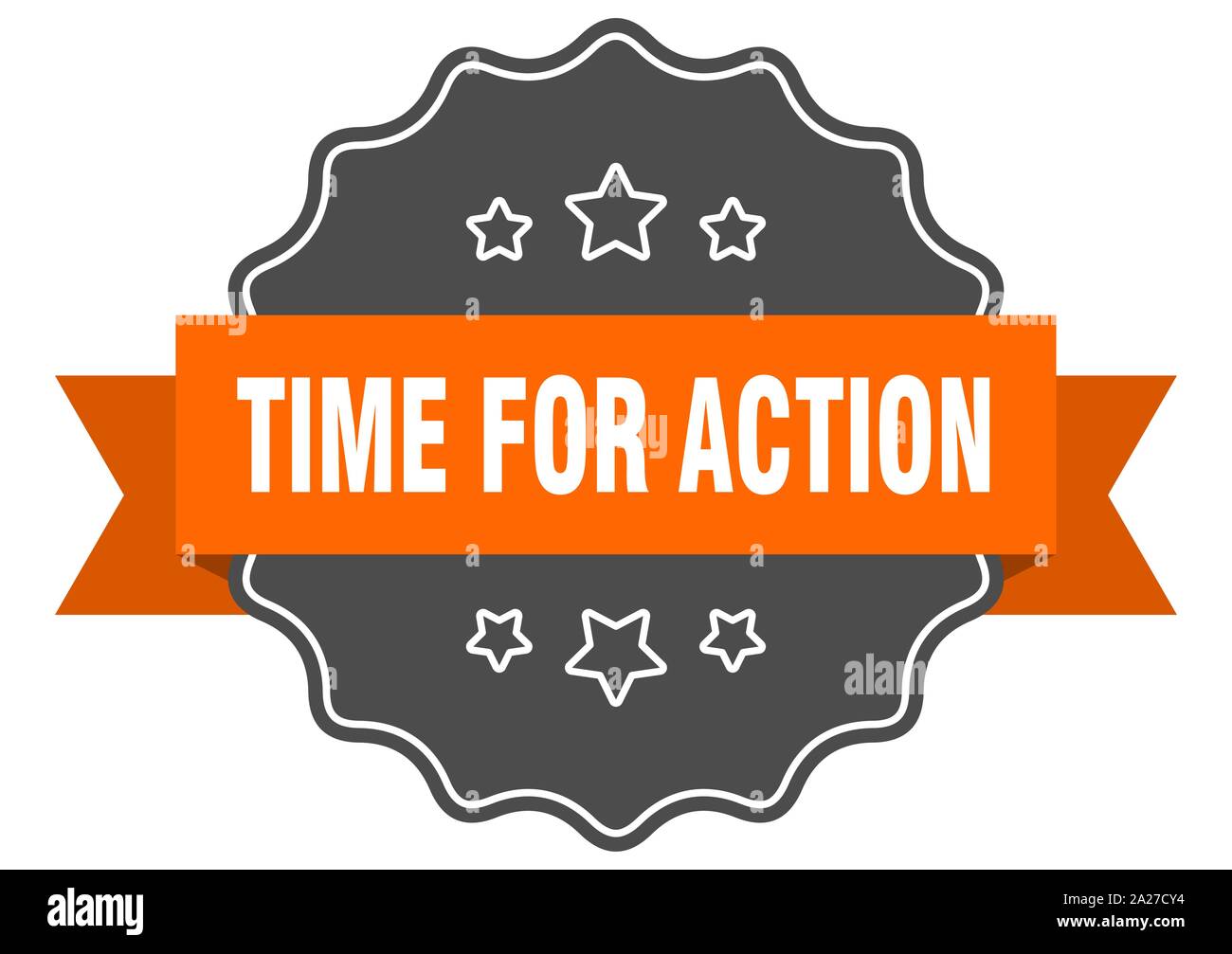 time for action isolated seal. time for action orange label. time for ...