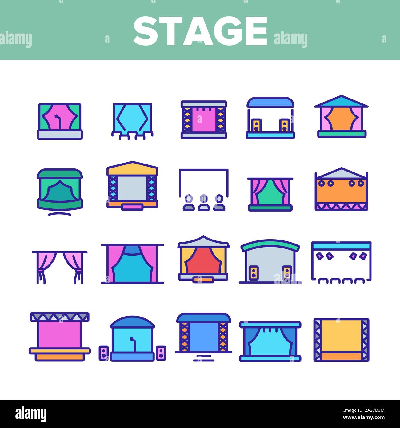 Stage Construction Color Icons Set Vector Stock Vector Image & Art - Alamy