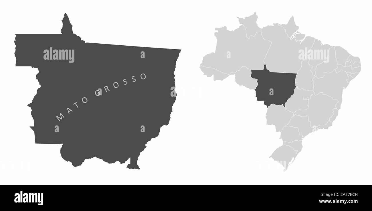 The Mato Grosso State map and its location in Brazil Stock Vector Image ...