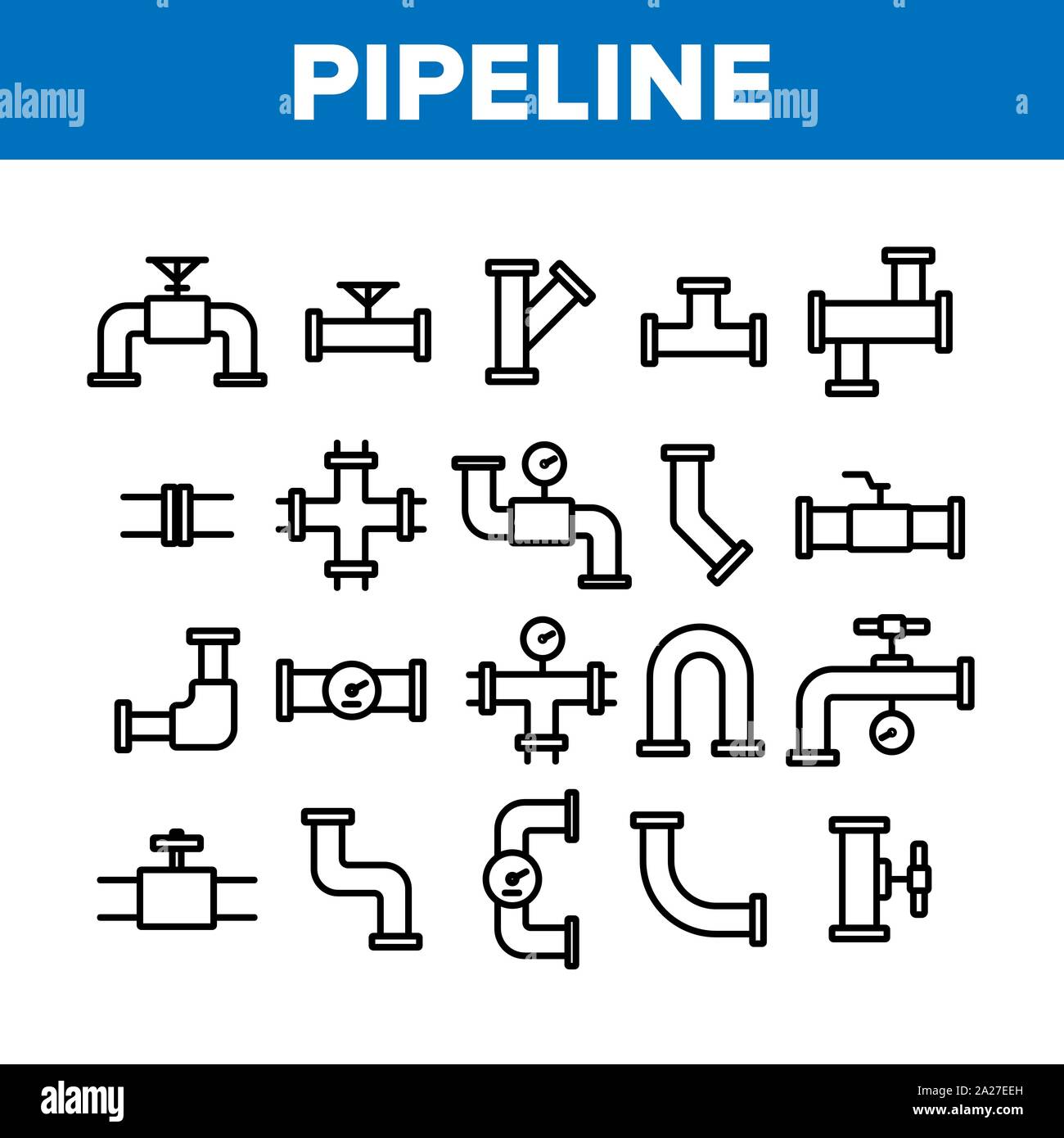 Pipeline Collection Elements Icons Set Vector Stock Vector Image & Art ...