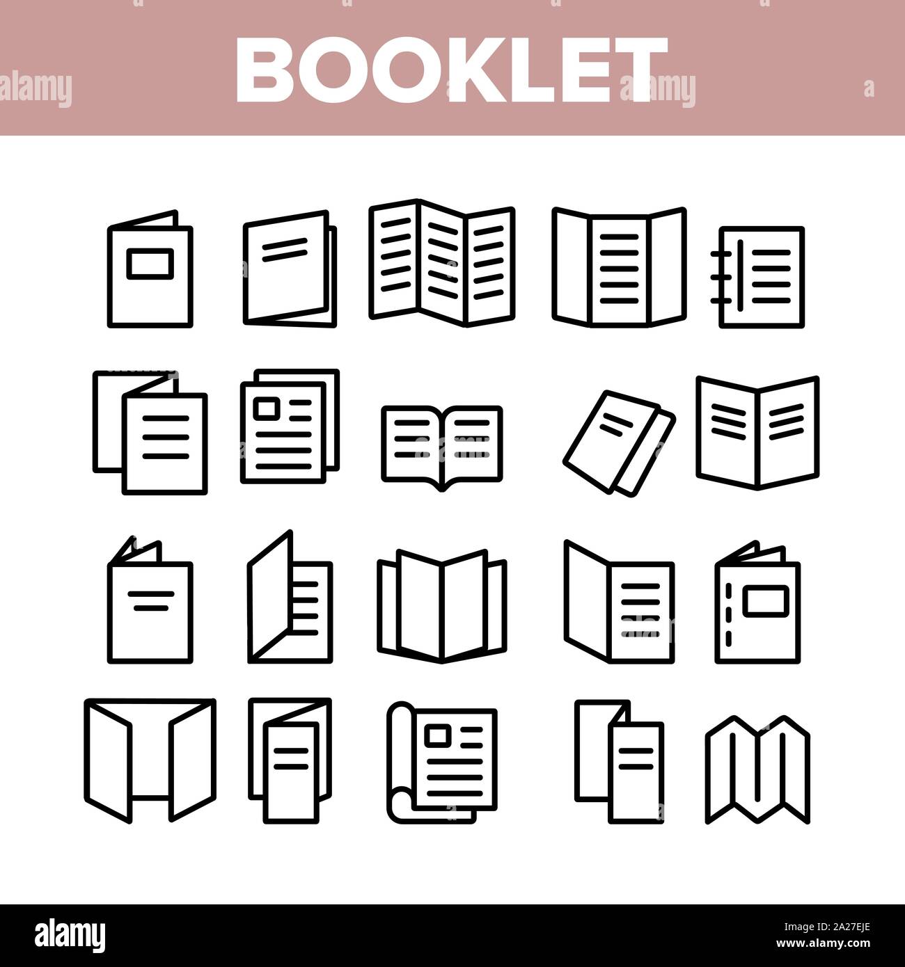 Booklet And Brochure Collection Icons Set Vector Stock Vector Image ...