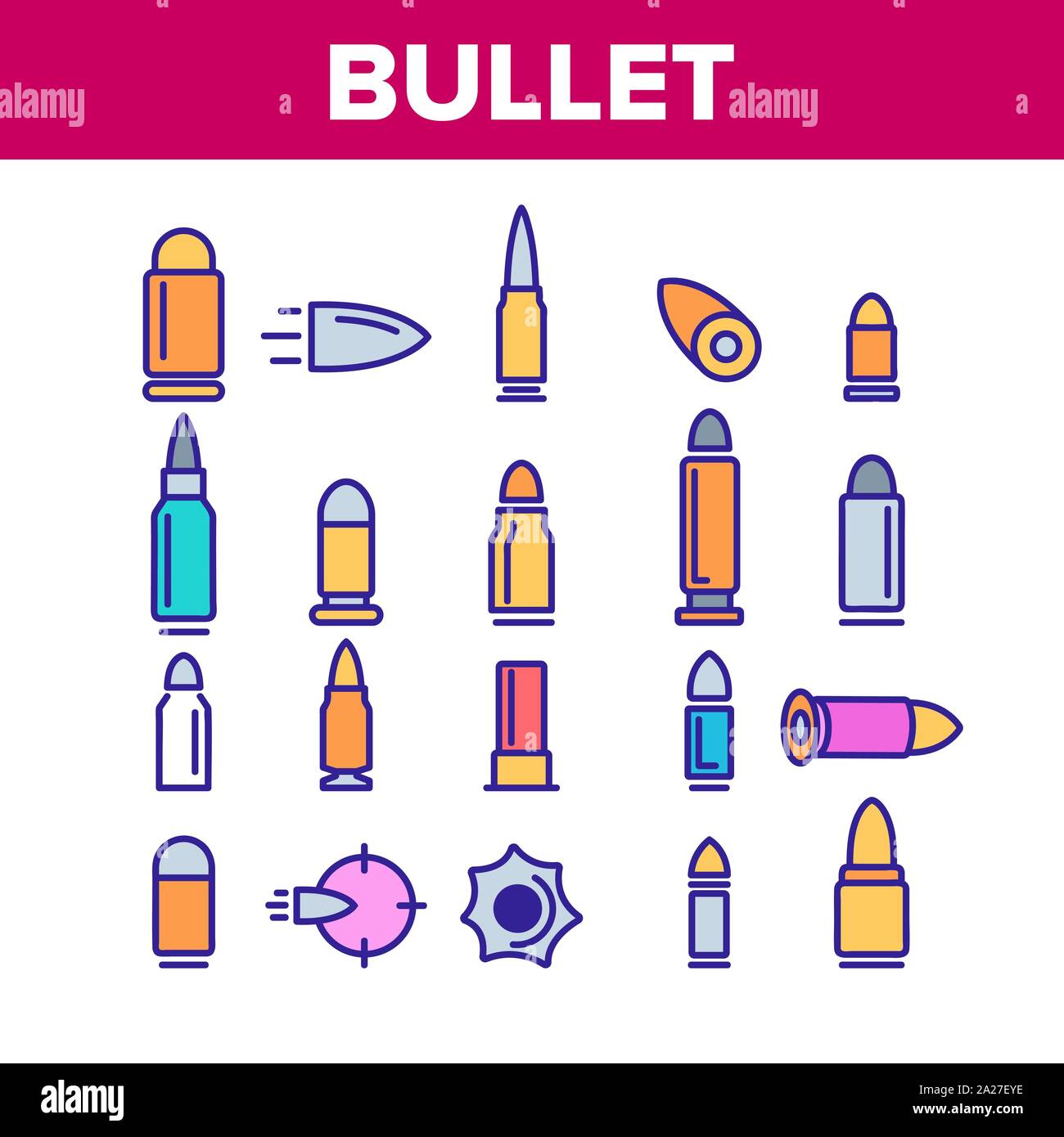 Bullet Ammunition Color Icons Set Vector Stock Vector Image & Art - Alamy