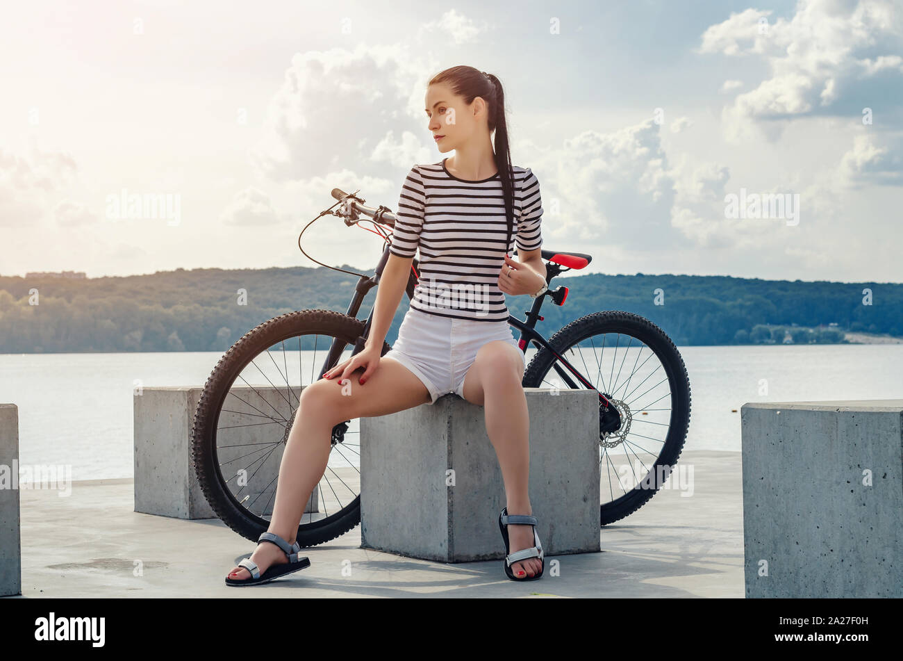 Pretty girl in bra jeans hi-res stock photography and images - Alamy