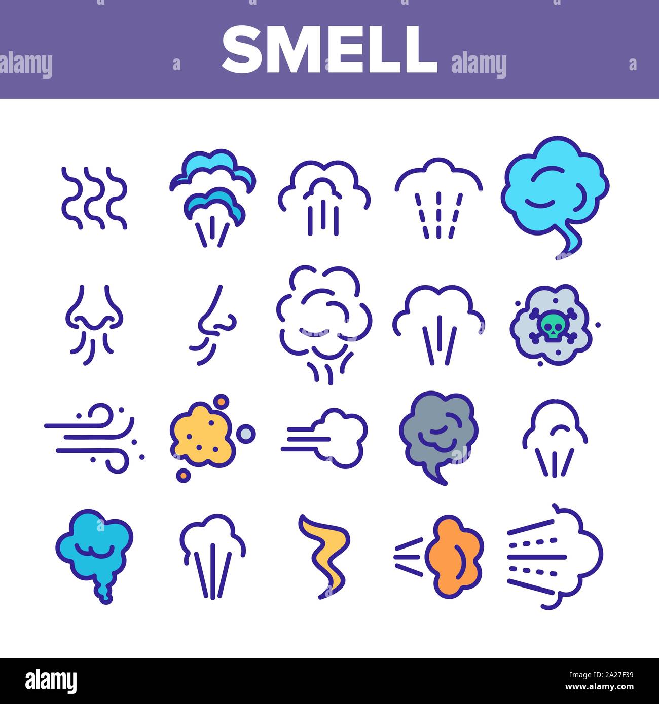 Smell Cloud Collection Elements Icons Set Vector Stock Vector Image ...
