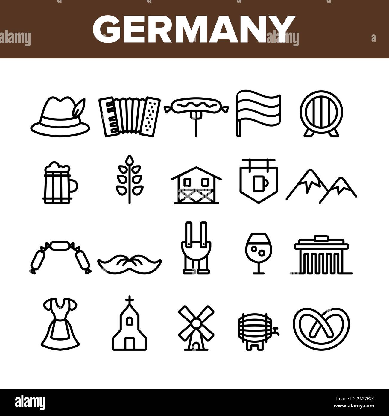 Germany Country Culture Elements Icons Set Vector Stock Vector Image ...