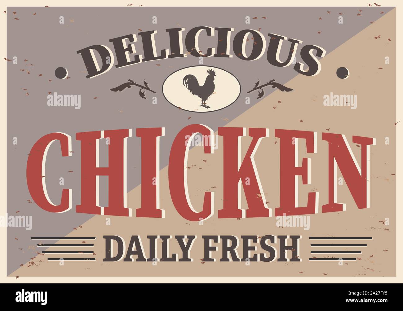 Vintage chicken vector poster design. Retro background food template ...